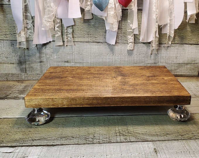 Rectangle Wood Riser With Glass Feet, Wood Display Riser, Farmhouse ...