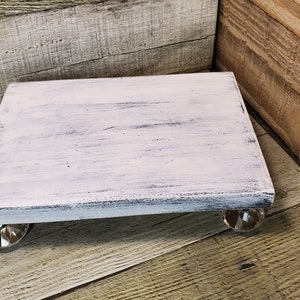Rustic White Wood Riser, Wood Riser With Glass Feet, Tabletop Display ...