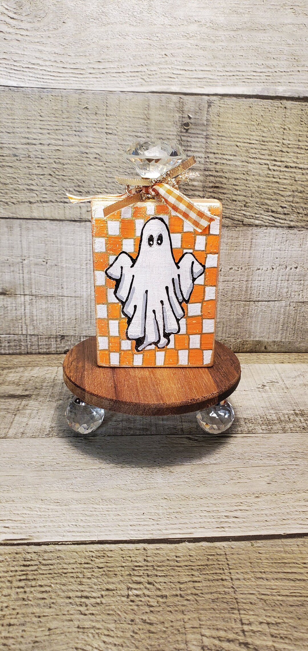 Ghost Decoupaged Halloween Wood Block Halloween Tiered Tray - Etsy