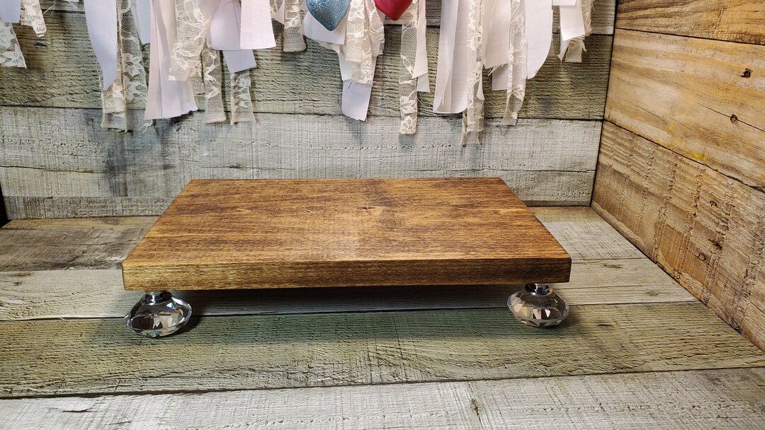 Rectangle Wood Riser With Glass Feet, Wood Display Riser, Farmhouse ...