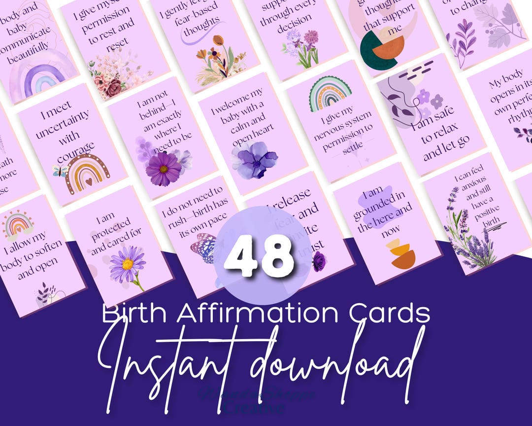 Birth Affirmation Cards | 48 Printable Messages for Pregnancy & Labor ...