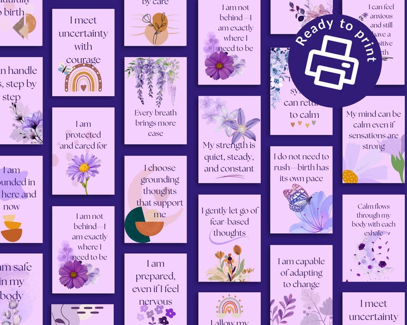 Birth Affirmation Cards | 48 Printable Messages for Pregnancy & Labor ...