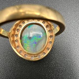 Vintage Crazed Opal Ring With Diamond Halo Set in 14kt Gold - Etsy