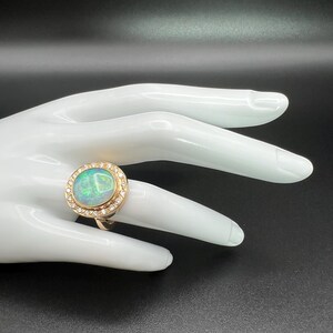 Vintage Crazed Opal Ring With Diamond Halo Set in 14kt Gold - Etsy