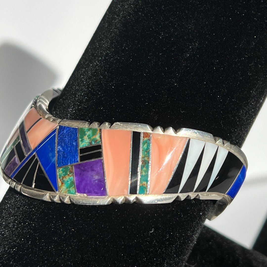 Beautiful Vintage Native American Sterling Silver Cuff Bracelet With ...