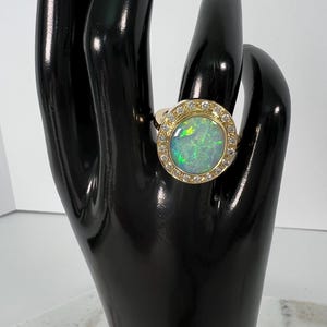 Vintage Crazed Opal Ring With Diamond Halo Set in 14kt Gold - Etsy
