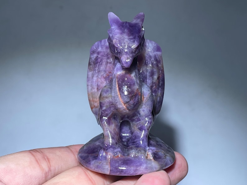 Hand Carved Amethyst Dragon Quartz Crystal Skull: Home Decor - Etsy