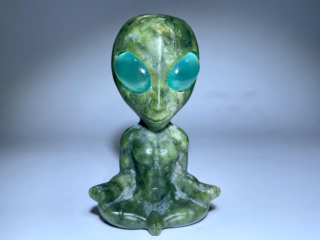 3.1"natural Green Jade Alien Skull,quartz Crystal Aliens,hand Made ...