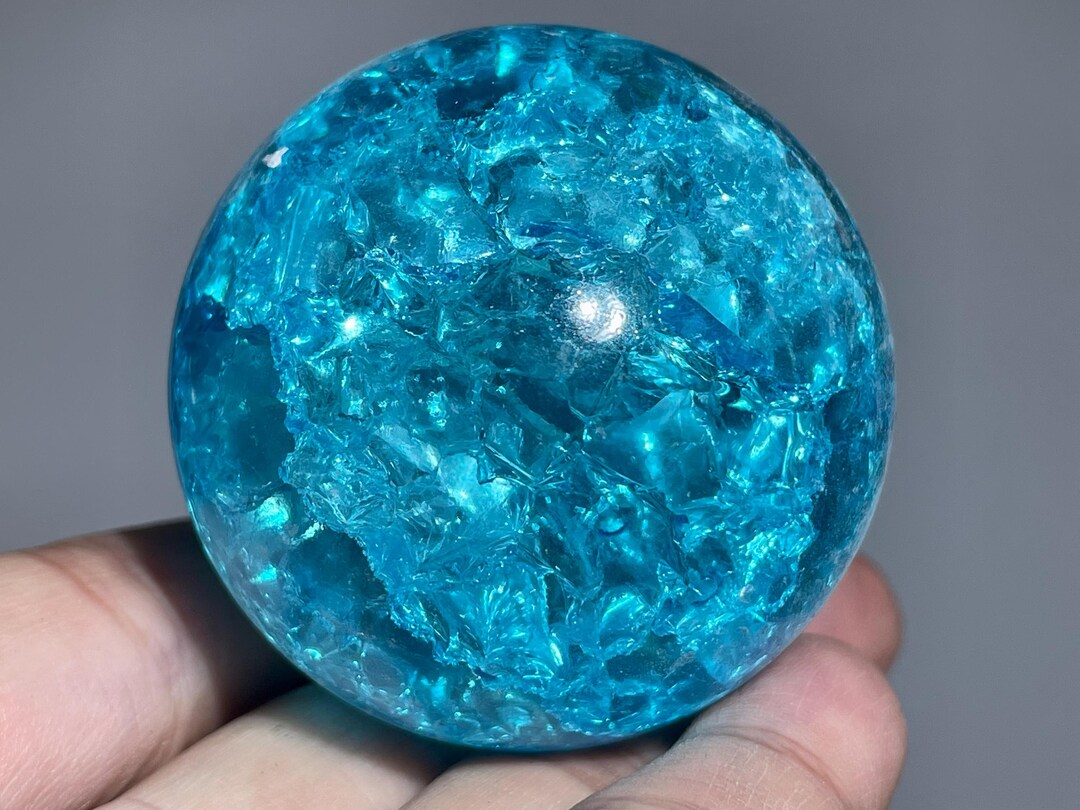 1.9'' Blue Ball Aura Crackle Glass Sphere,crystal Magical Ball,explode ...