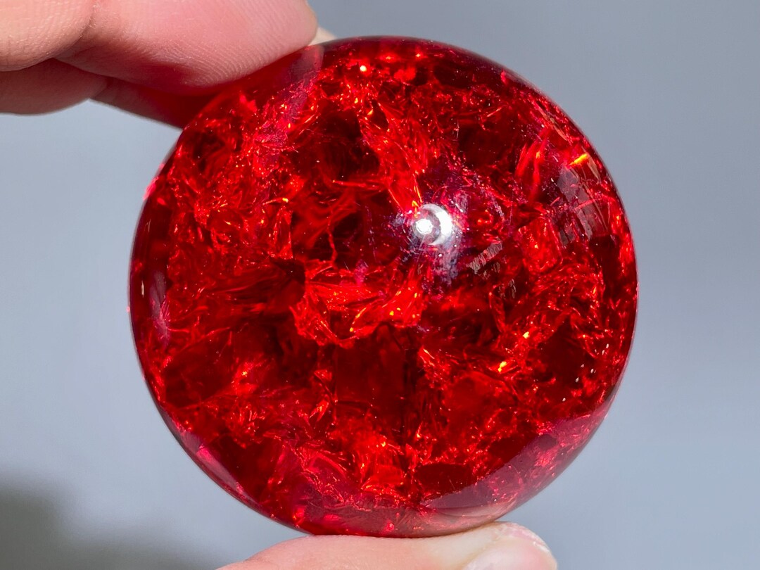 1.9'' Red Ball Aura Crackle Glass Sphere,crystal Magical Ball,explode ...