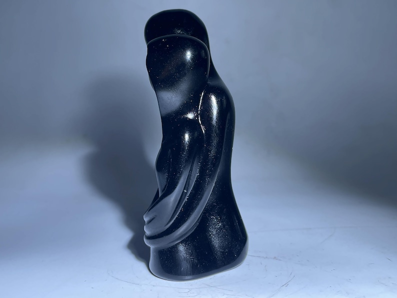 Obsidian Lovers Sculpture: Hand Carved Crystal Figurine, Home Decor - Etsy