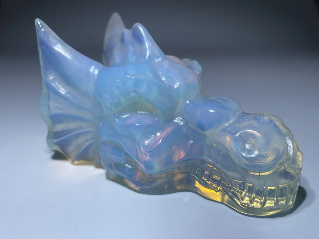 3.1"opal Dragon Head Skull Quartz Crystal Skull,crystal Dragon,hand ...