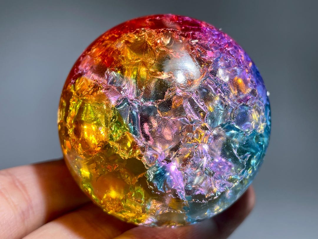 1.9'' Colours Ball Aura Crackle Glass Sphere,crystal Magical Ball ...