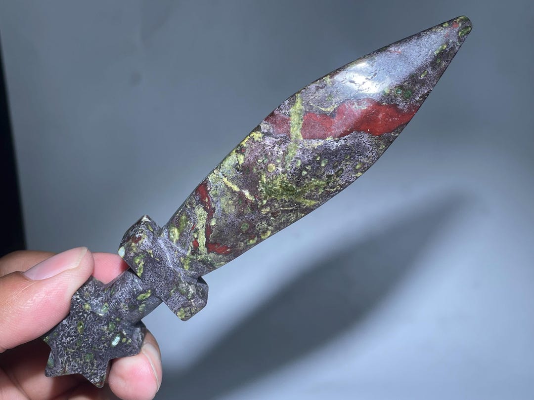 Natural Dragon Blood Jasper Dagger, Handmade Crystal Knife (5.3 Inch ...