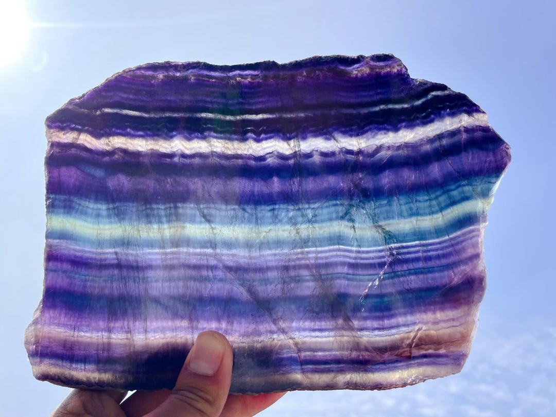 Rainbow Fluorite Slice Specimen: Natural Energy Crystal, Home Decor ...