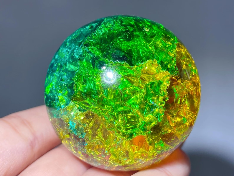 Aura Crackle Glass Sphere: Rainbow Crystal Ball (50mm) - Etsy