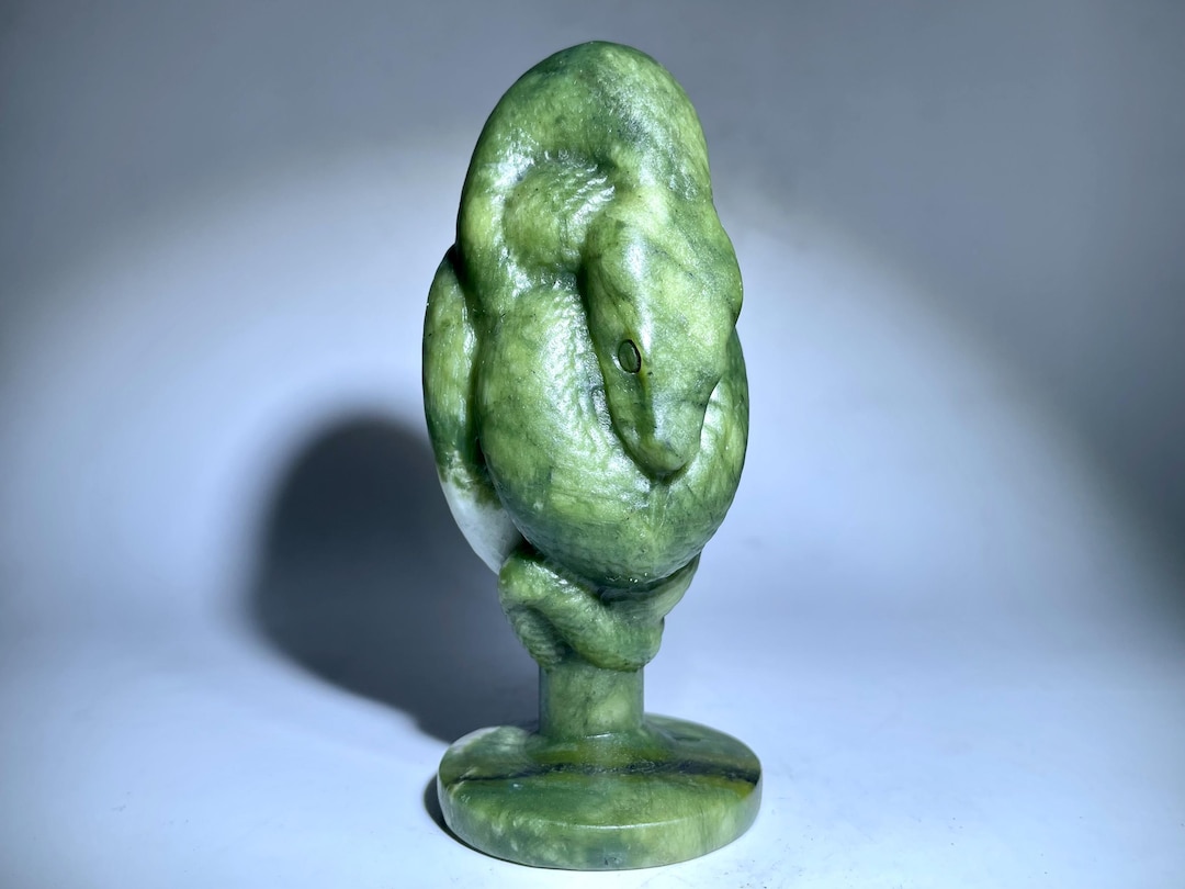 Hand Carved Green Jade Snake Skull: Crystal Boa Sculpture - Etsy