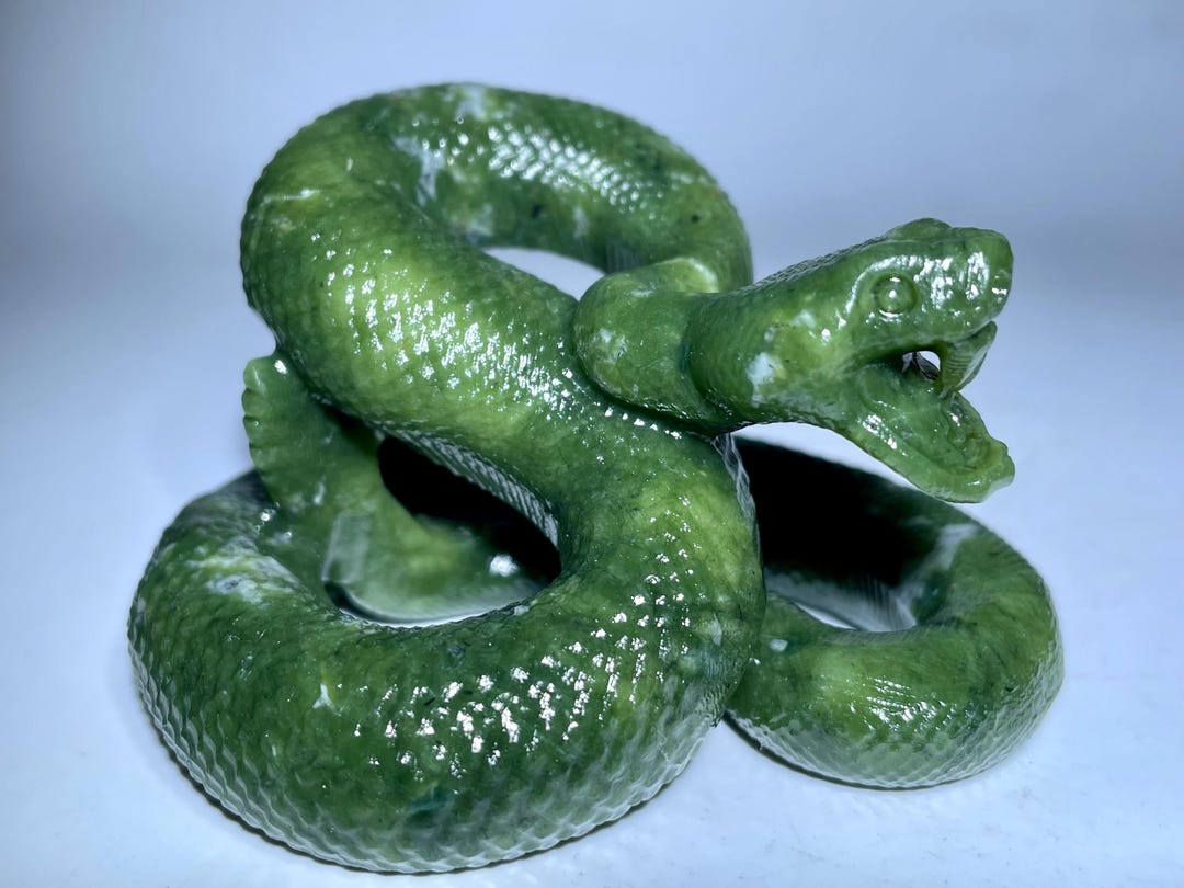 Handmade Green Jade Snake Skull Crystal Carving (2.8") - Etsy