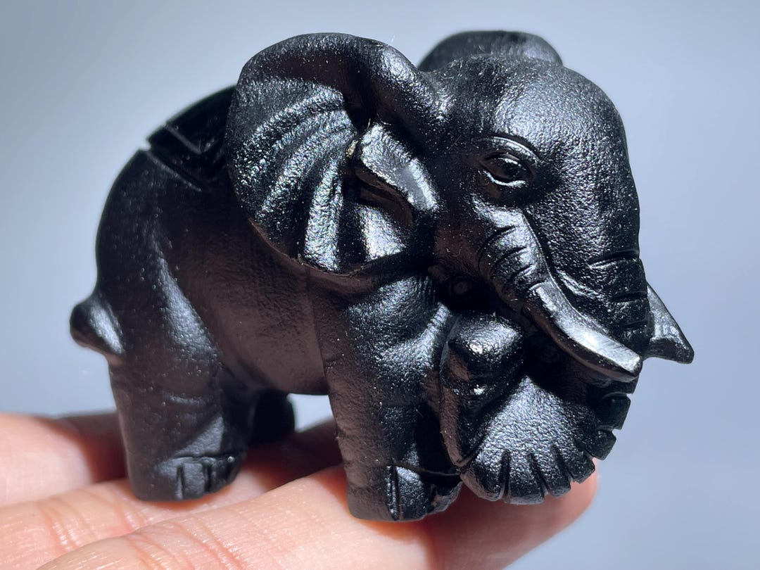Obsidian Elephant Skull: Hand Carved Crystal Healing Gift (2.1") - Etsy