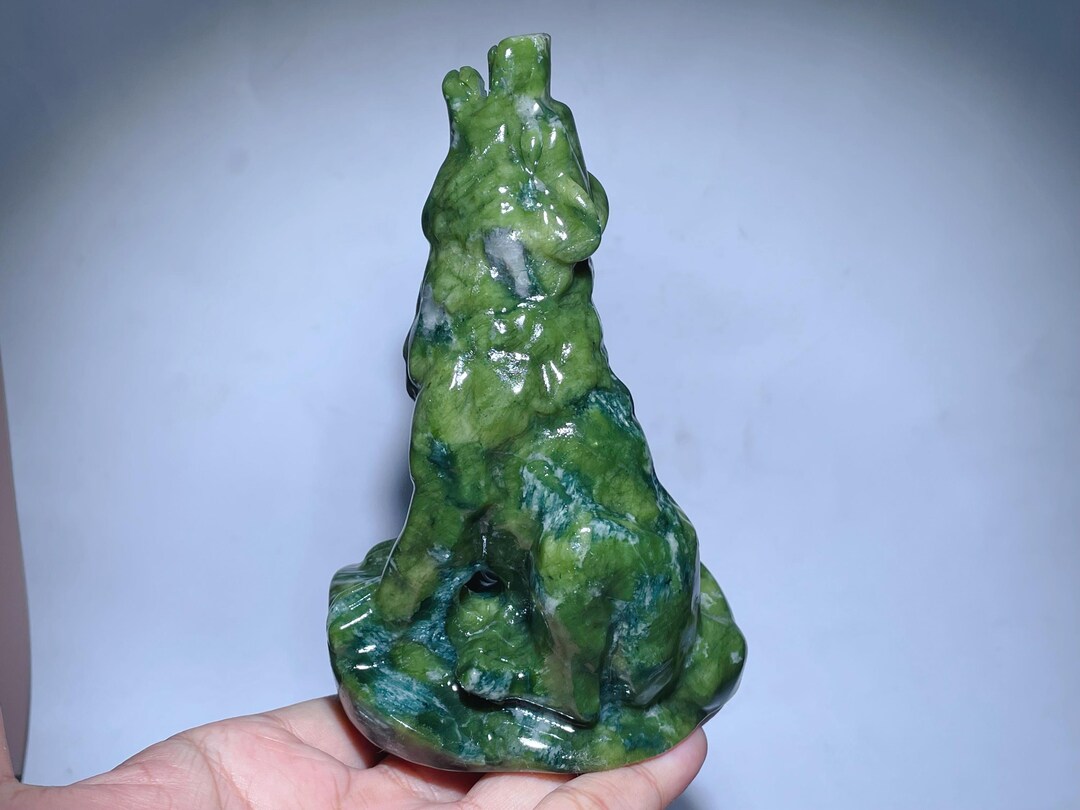 Hand Carved Green Jade Wolf Skull:quartz Crystal Home Decor (4.3'') - Etsy