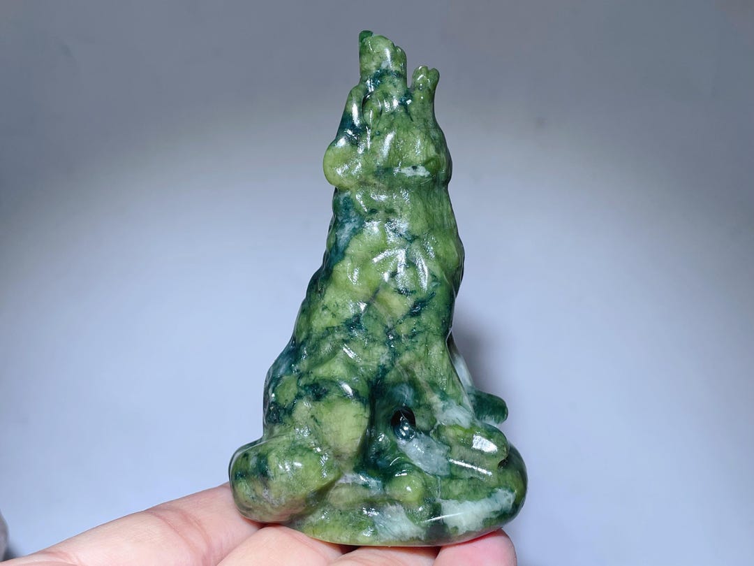 Hand Carved Green Jade Wolf Skull:quartz Crystal Home Decor (3.5'') - Etsy