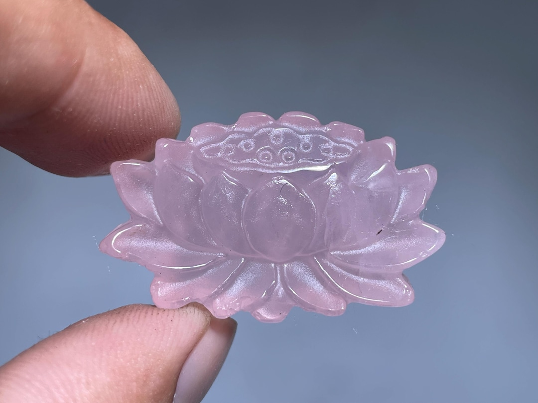Pink Quartz Lotus Skull: Hand Carved Crystal, Home Decor (1.3'') - Etsy