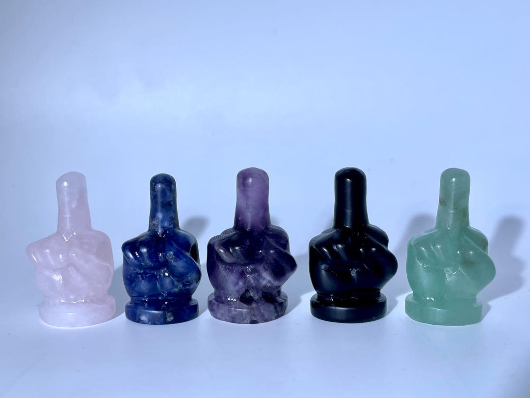 Quartz Crystal Middle Finger Skull: Handmade Crystal Gift - Etsy