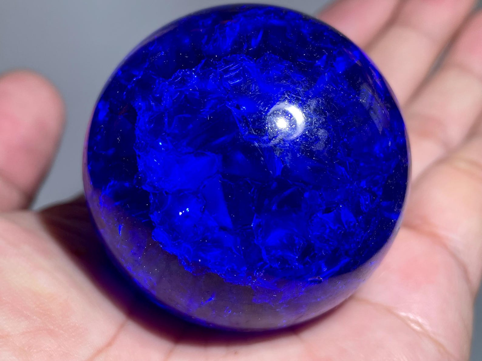1.9'' Blue Ball Aura Crackle Glass Sphere,crystal Magical Ball,explode ...