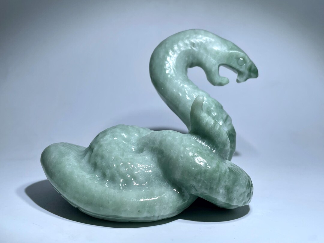 4.5" Natural Green Jade Snake Skull Quartz Crystal Skull,crystal Snake ...