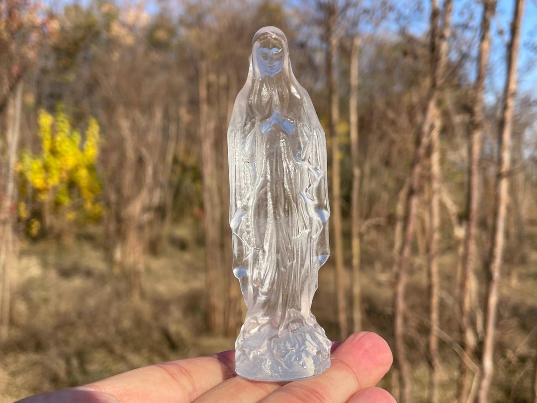 Hand Carved Clear Quartz Virgin Mary: Crystal Quartz Home Decor (4 ...