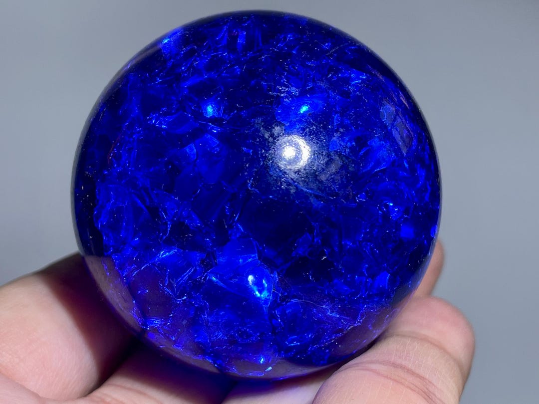 1.9'' Blue Ball Aura Crackle Glass Sphere,crystal Magical Ball,explode ...