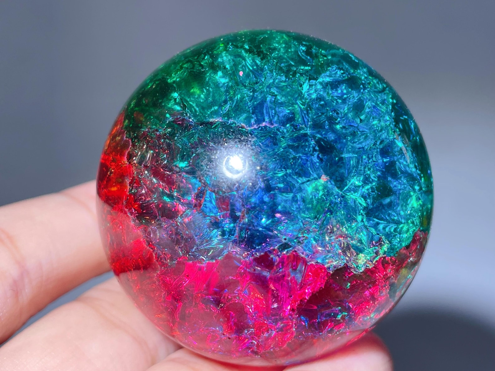 Aura Crackle Glass Sphere: Rainbow Crystal Ball (50mm) - Etsy