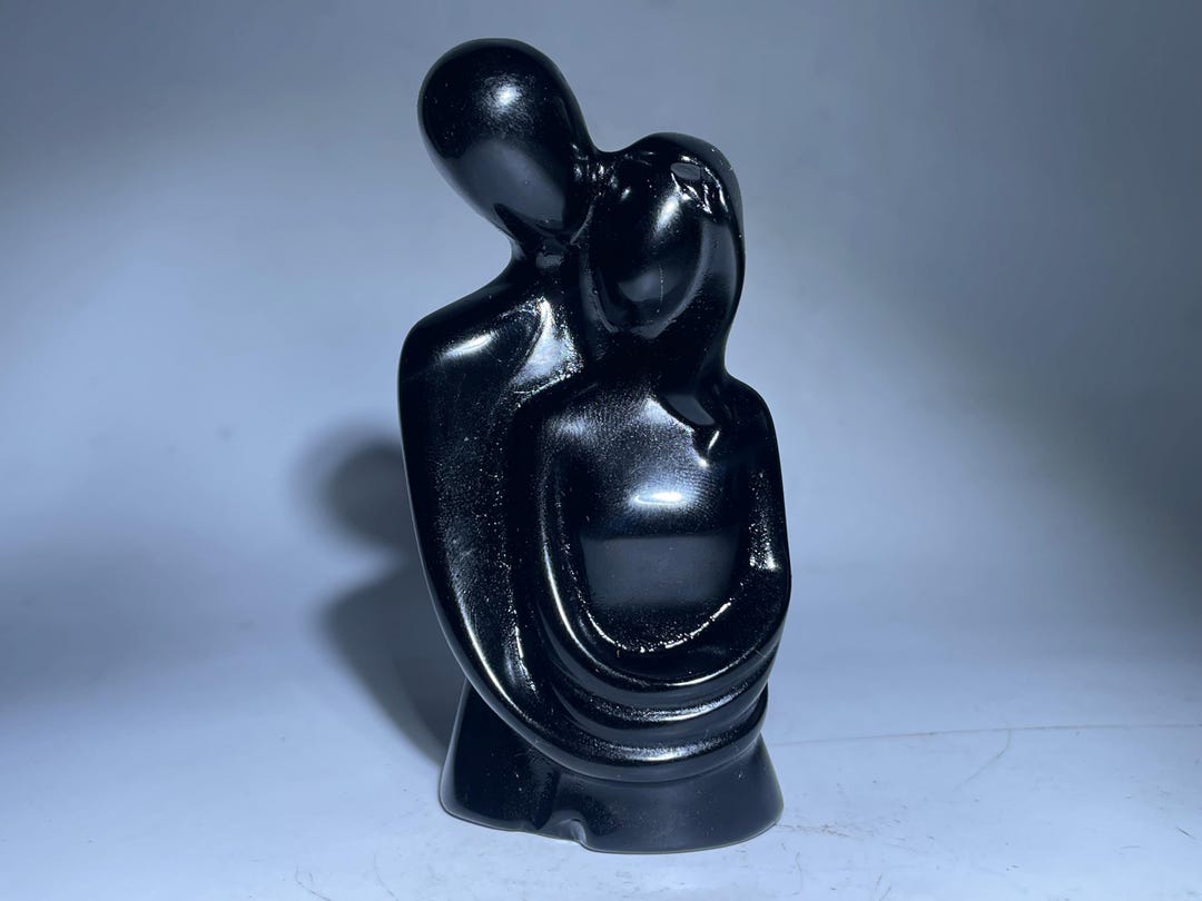 Obsidian Lovers Sculpture: Hand Carved Crystal Figurine, Home Decor - Etsy