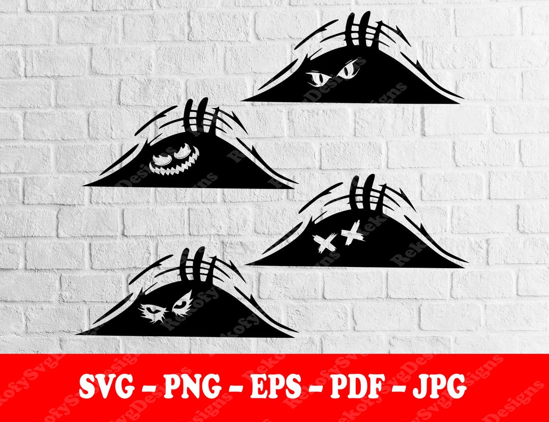 PEEKING MONSTER EYE, 4 Pack, T-shirt, Sticker, Mug Wrap, Vector ...