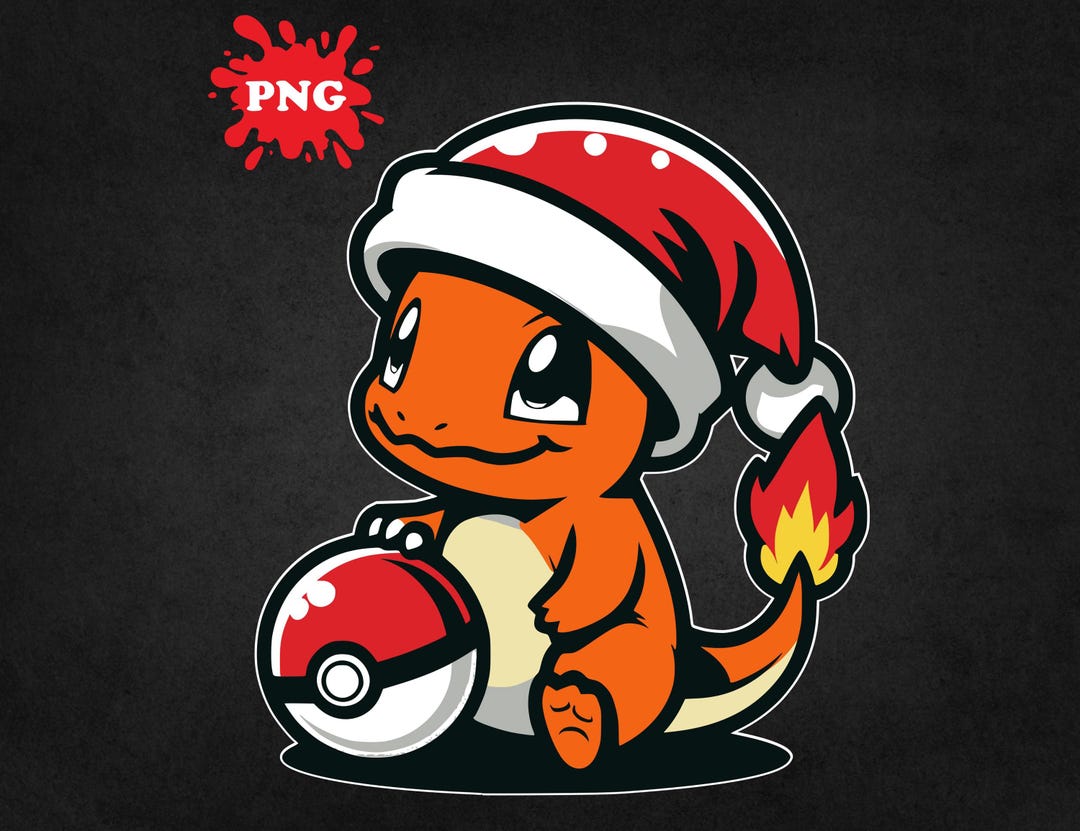 CHARMANDER CHRISTMAS HAT, Pokemon, Png, T-shirt, Sticker, Mug Wrap ...