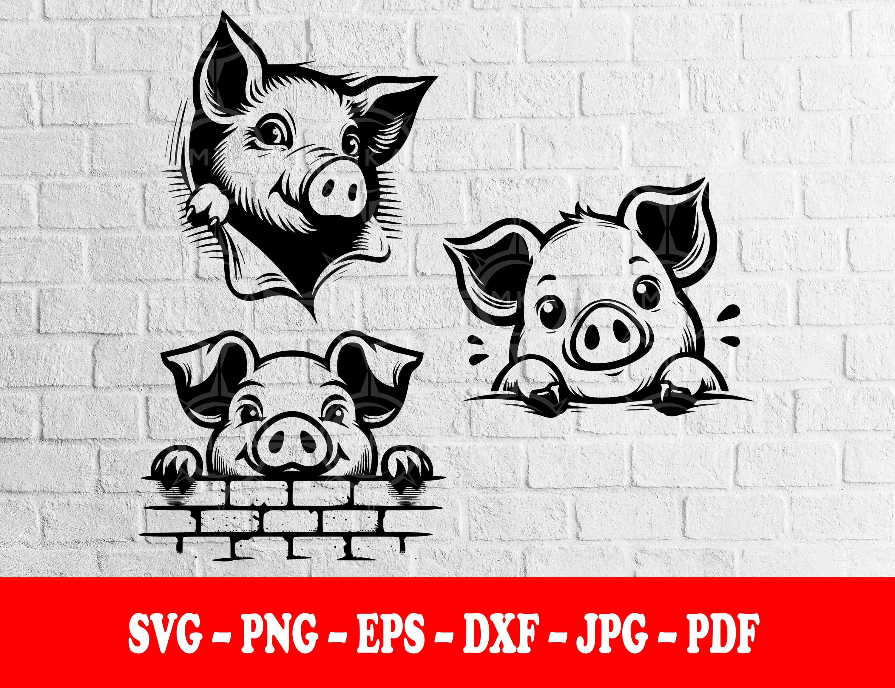 PEEKING PIG, 3 Pack, Svg, T-shirt, Sticker, Mug Wrap, Vector ...