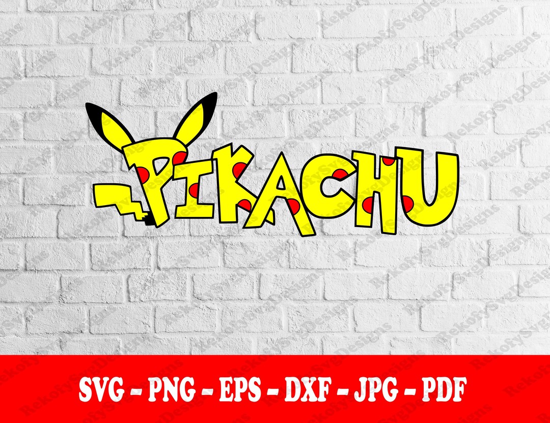 PIKACHU Text, T-shirt, Sticker, Mug Wrap, Vector, Sublimation Design ...