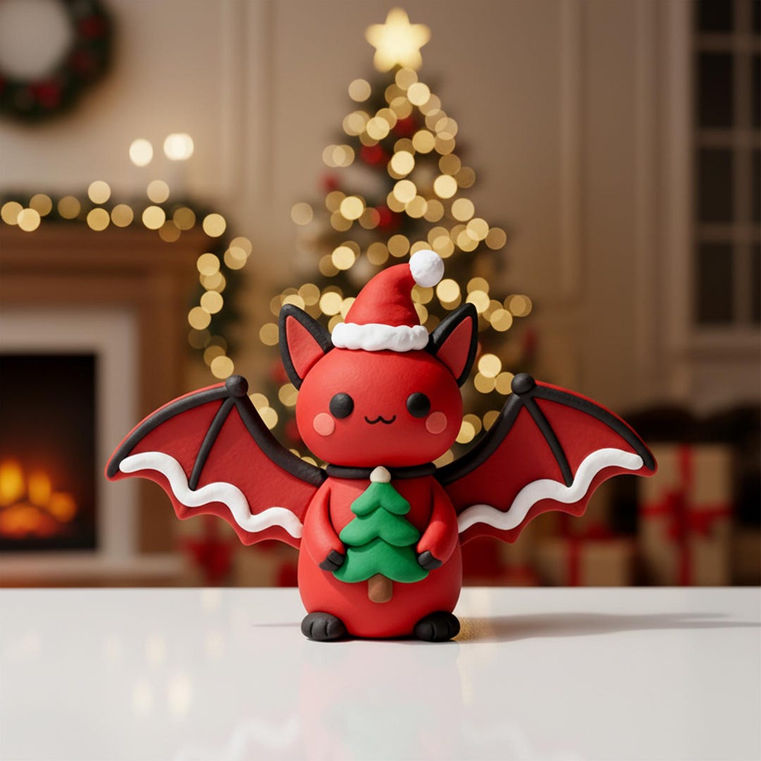 Christmas Bat Figurine, Holiday Mantel Decor - Etsy