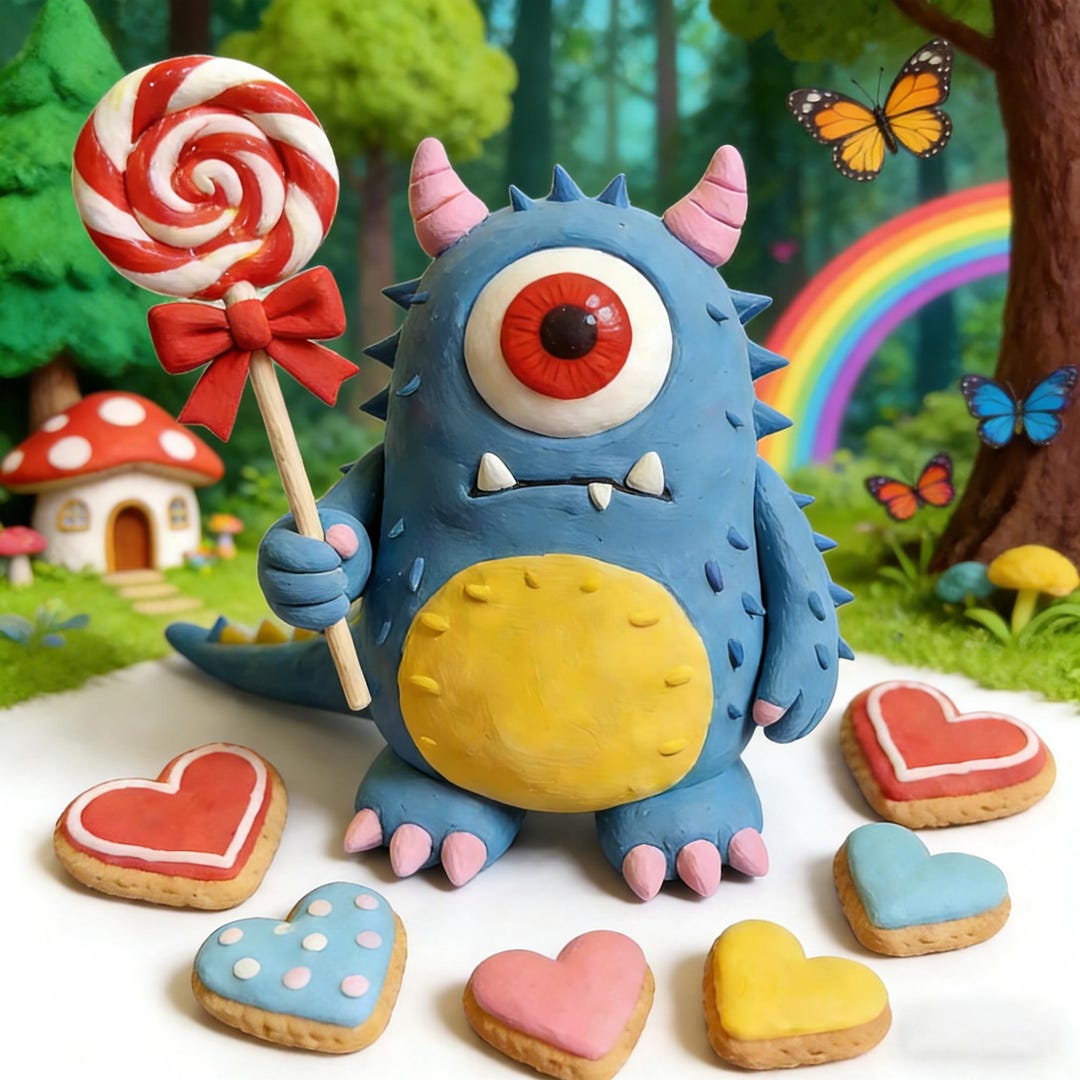 Blue One-eyed Monster Figurine, Whimsical Desk Decor - Etsy