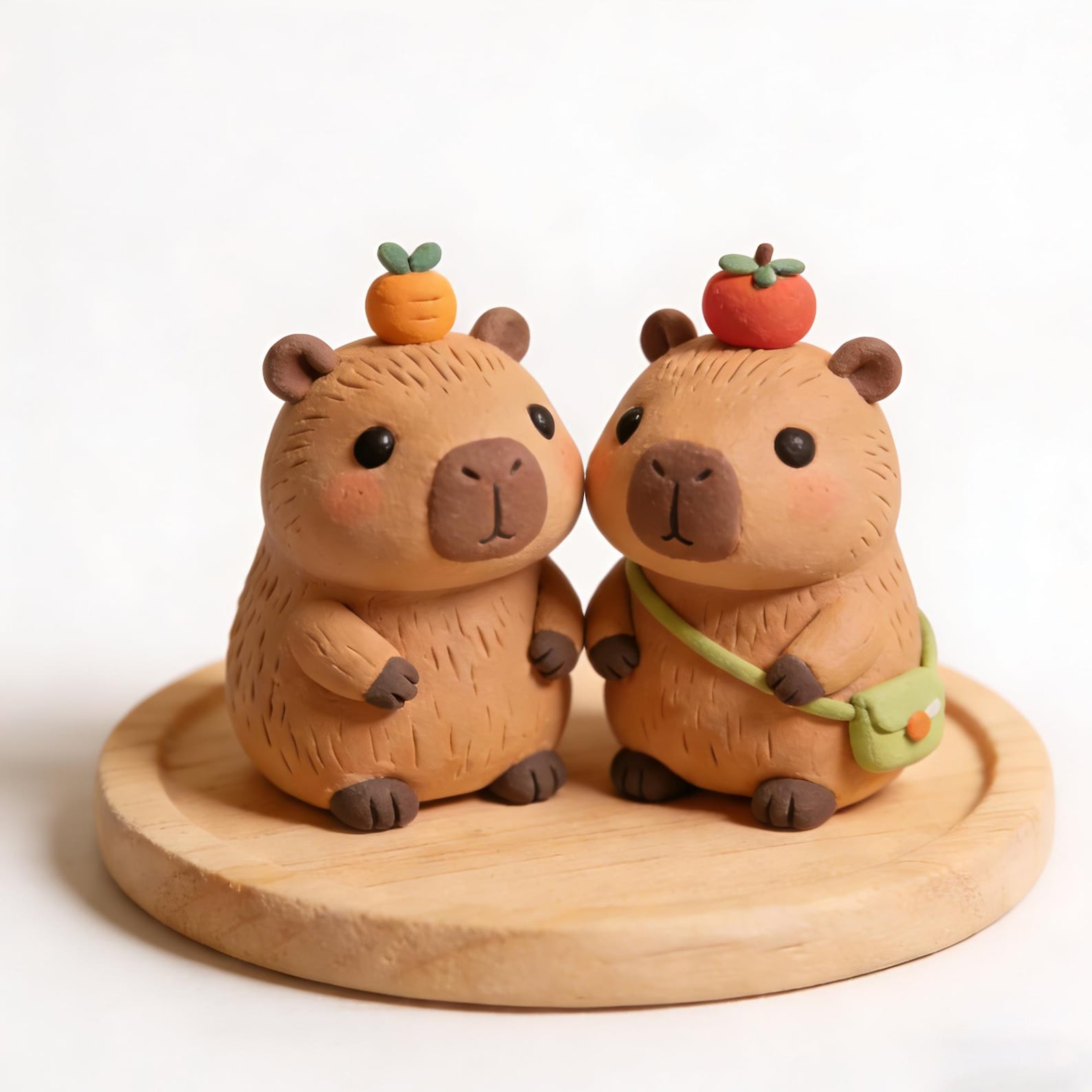 Handmade Capybara Couple Figurine – Polymer Clay Fruit Toppers - Etsy
