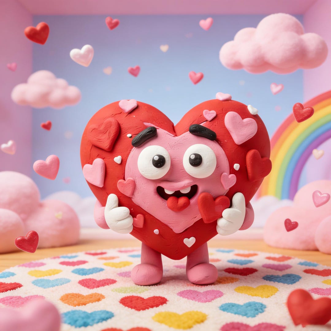 Cute Clay Heart Figurine (mini Hearts Decor), Valentine’s Day Romantic ...