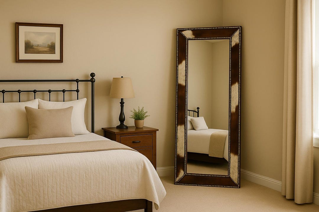 Handmade Cowhide Mirror: Freedom Woodworks - Etsy
