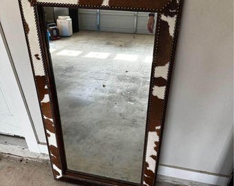 Cowhide Framed Mirror With Hangers - Etsy