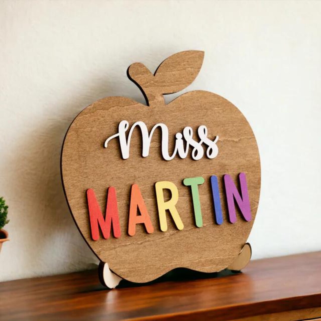 Personalized Teacher Desk Name Plate, Custom Wooden Standee, Teacher ...