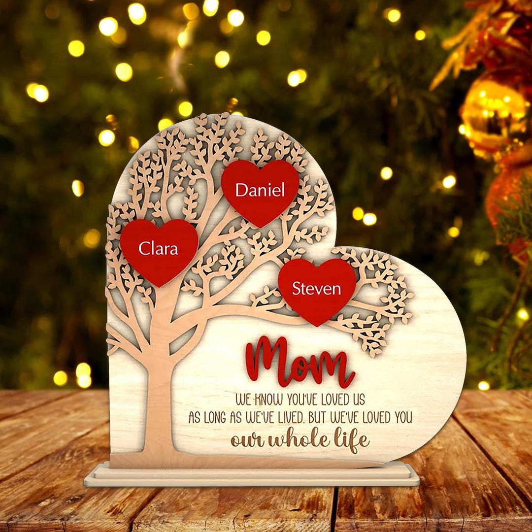 Personalized Wooden Sign With Standee, Mother's Day Gift, Custom Heart ...