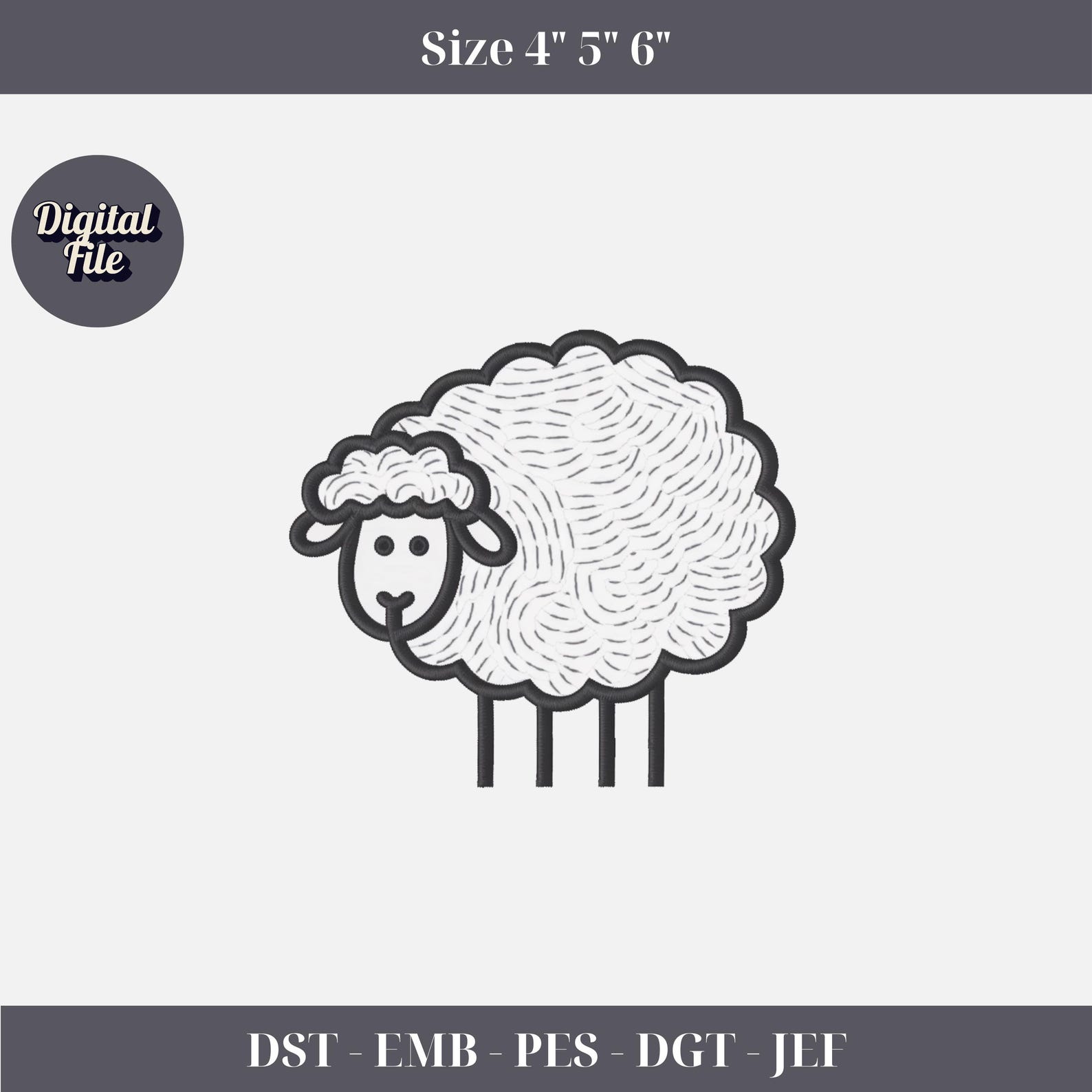 Adorable Sheep Embroidery File, Cute Farm Animal Machine Embroidery ...