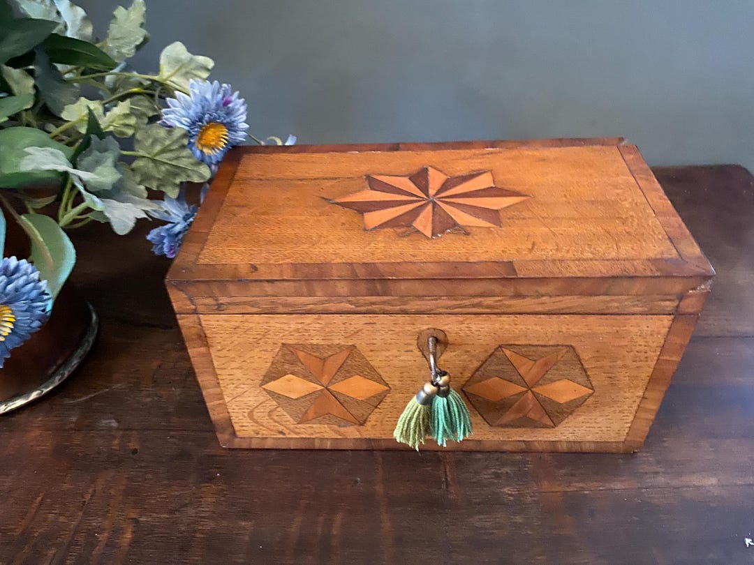 An Inlaid Victorian Wooden Box With Key - Etsy