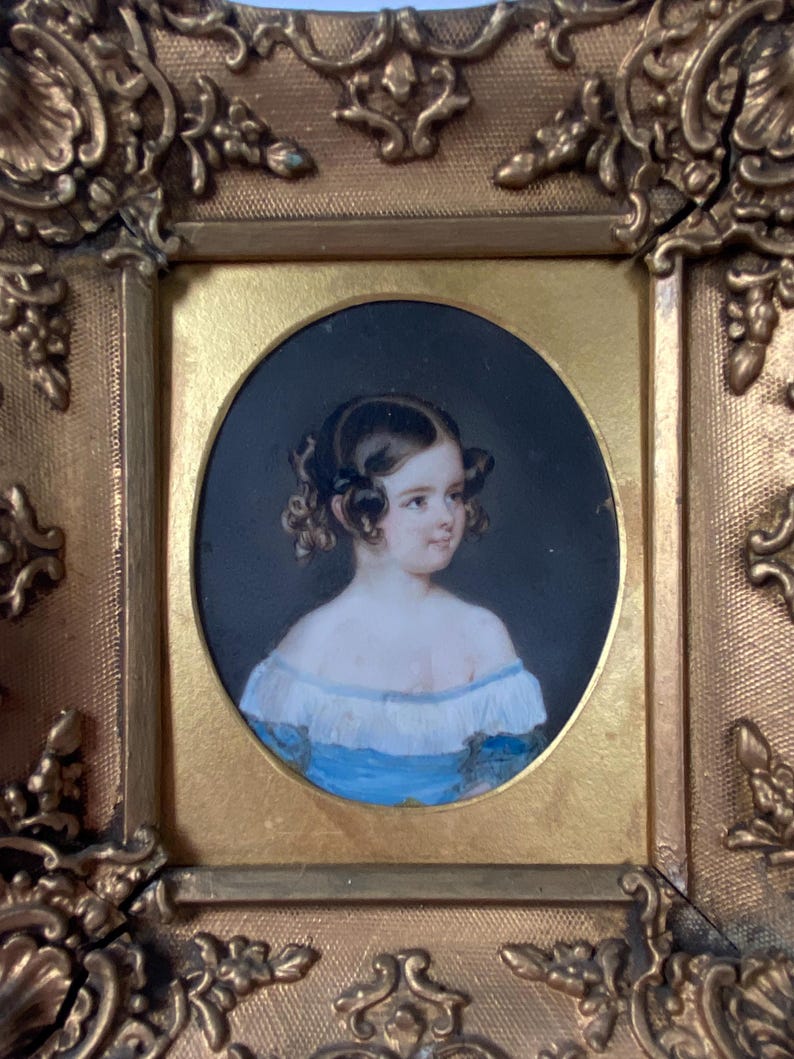 Georgian Miniature Portrait of a Sweet Little Girl in a Fabulous ...