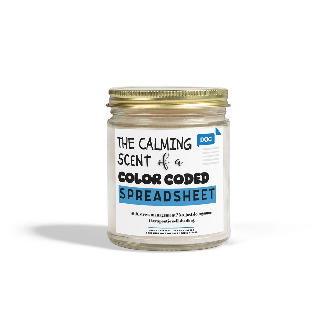 The Calming Scent of a Color Coded Spreadsheet Scented Soy Wax Candle ...