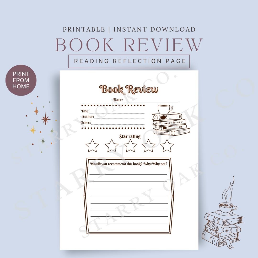 School Reading Review PDF Printable: Easy Book Tracker Journal Page ...